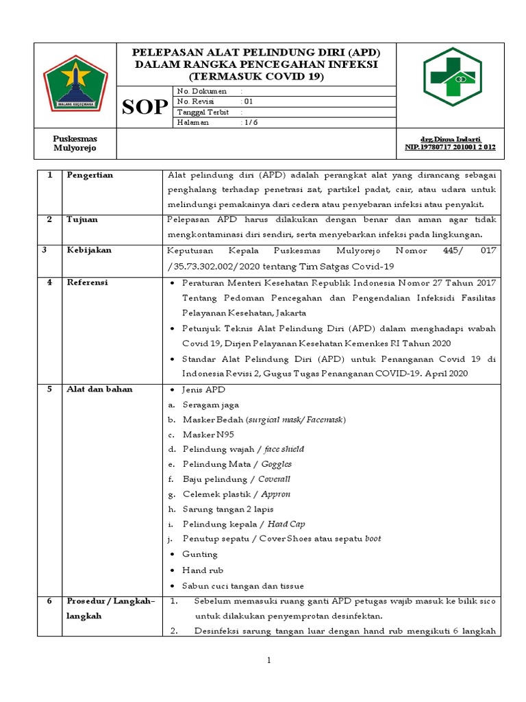 SOP Pelepasan APD Level 3 | PDF