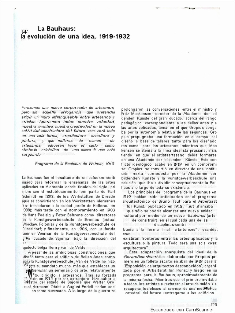 La Bauhaus - El Origen de Una Idea | PDF