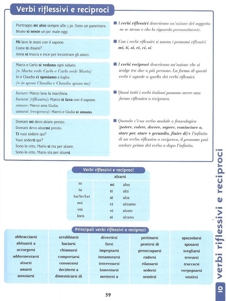 Verbi Riflessivi e Reciproci | PDF