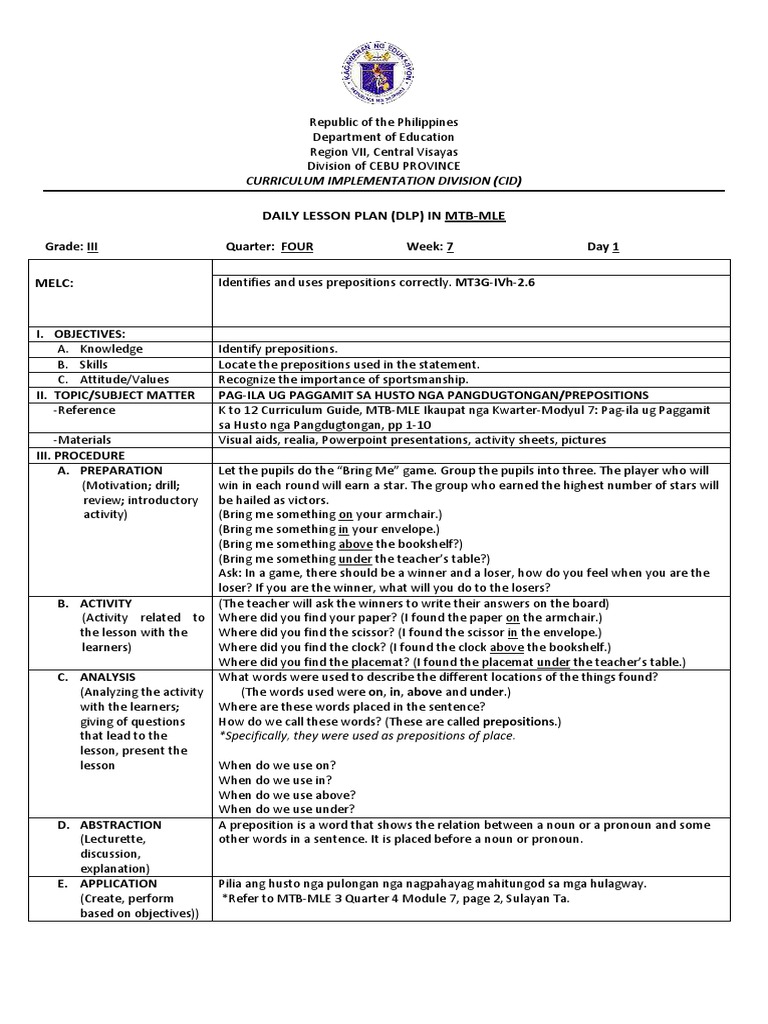 DLP-in-MTB-MLE 3 - Q4 - WEEK 7 - DAYS 1 - 5-FINAL | PDF