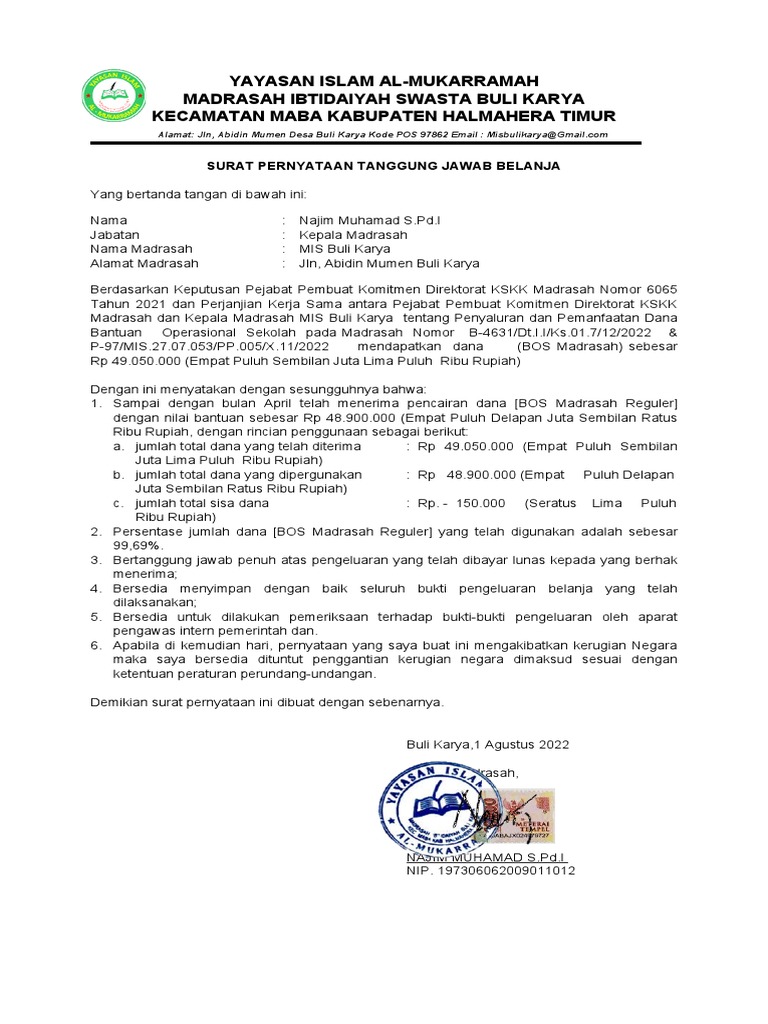 Format SPTJB Bos Tahap II 2022 | PDF