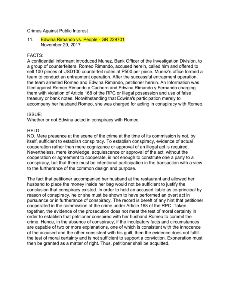 Edwina Rimando Acquitted of Conspiracy | PDF | Conspiracy (Criminal ...