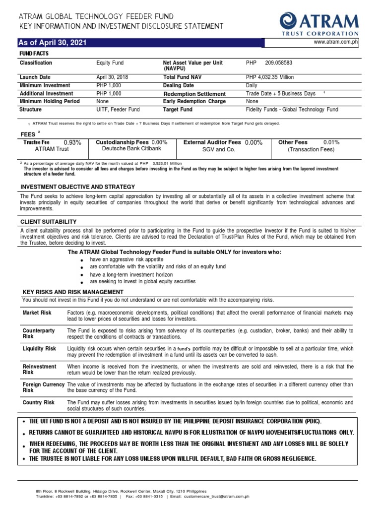 Atram Global Technology Feeder Fund Kiids | PDF | Investment Fund ...