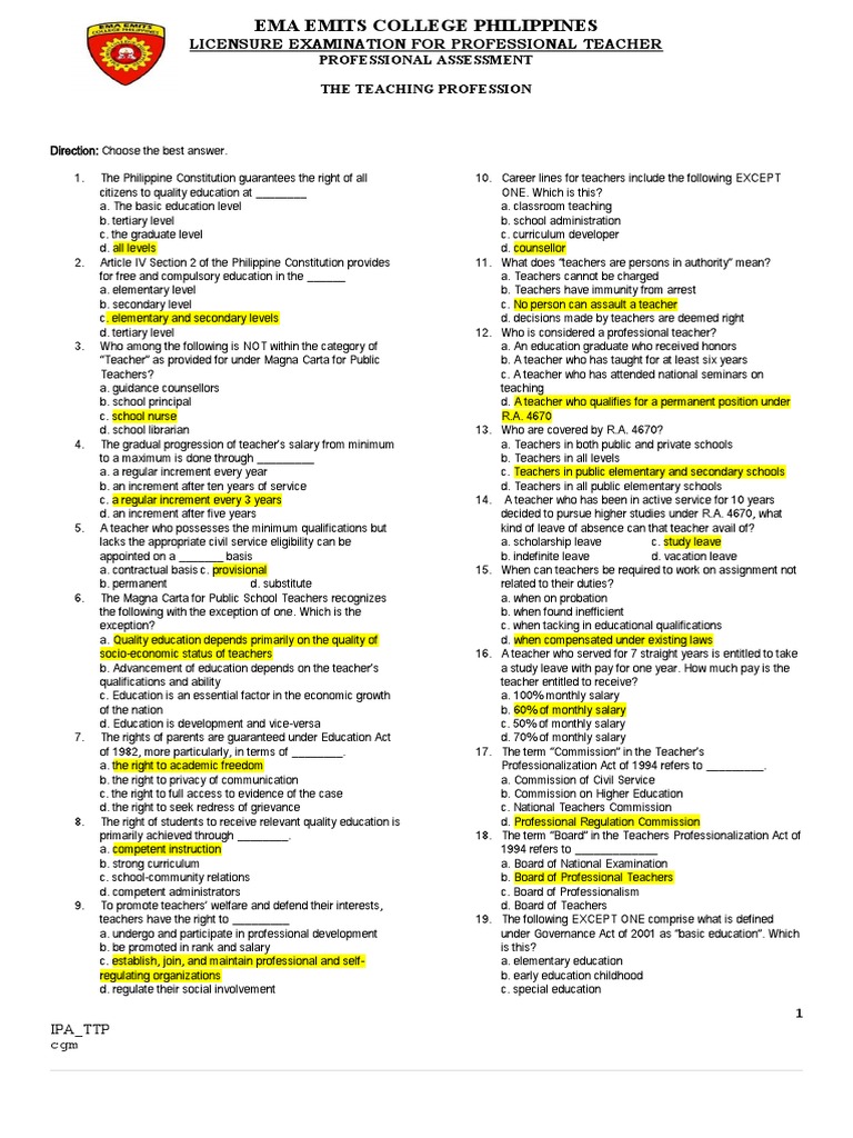 TTP TD 1 | PDF | Teachers | Schools