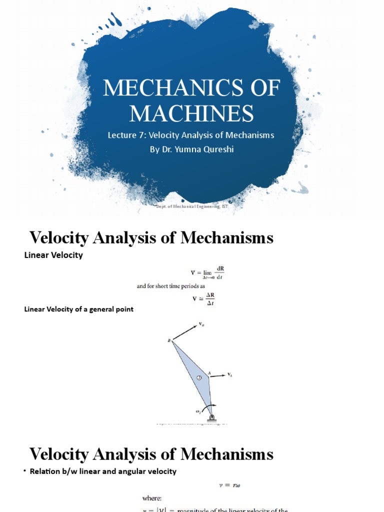 Velocity Analysis of Mechanisms | PDF | Velocity | Kinematics
