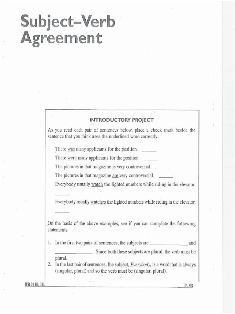 Subject Verb Agreement | PDF