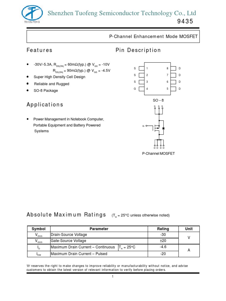 Datasheet Ic 9435a | PDF