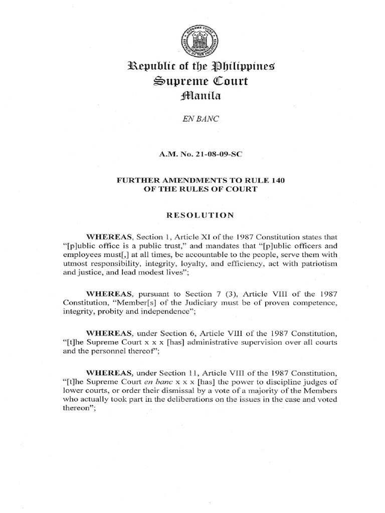 Further Amendments To Rule 140 of The Rules of Court - Supreme Court of ...