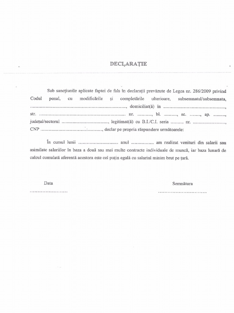 Declaratie Venit | PDF