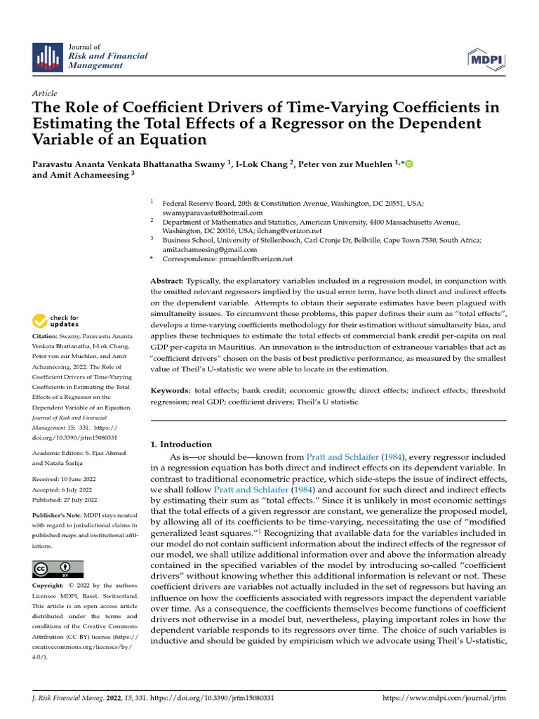 The Role of Coefficient Drivers of Time-Varying Coefficients in Estimating The Total Effects of ...