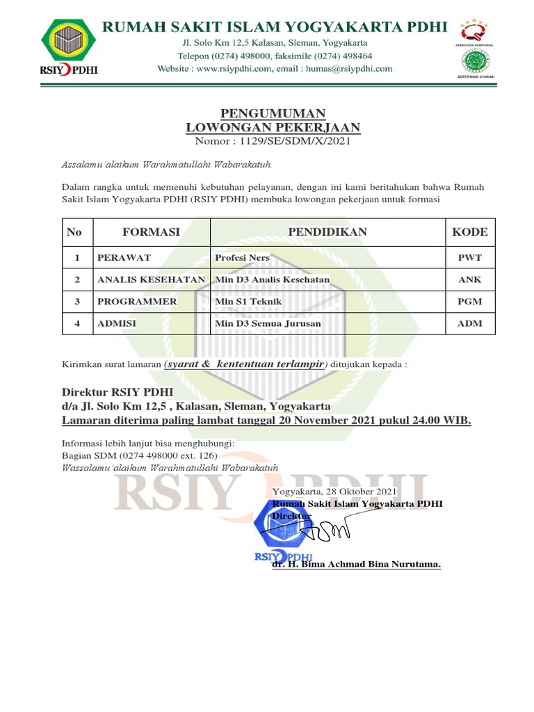 Pengumuman Loker PWT, Ank, PGM, Admisi | PDF