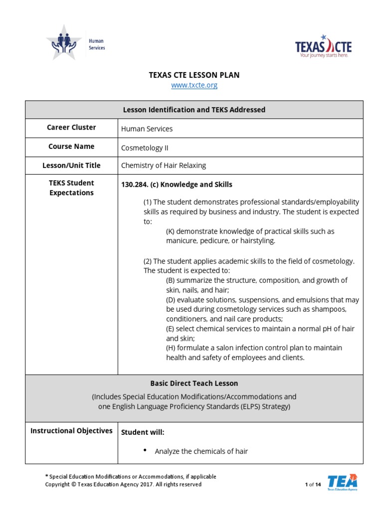 Lesson Plan Chemistry of Hair Straightening | PDF | Ph | Individualized ...