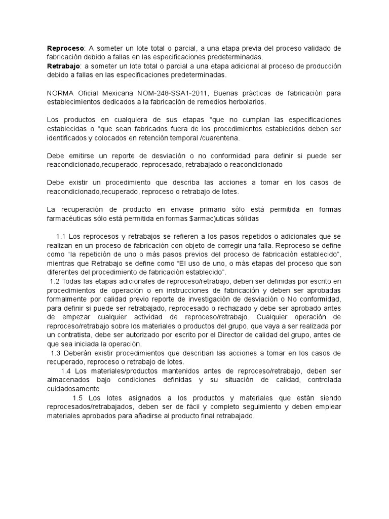 Diferencias entre reproceso y retrabajo | PDF | Finanzas y dinero