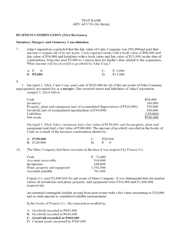 Business Combination by Dayag | PDF