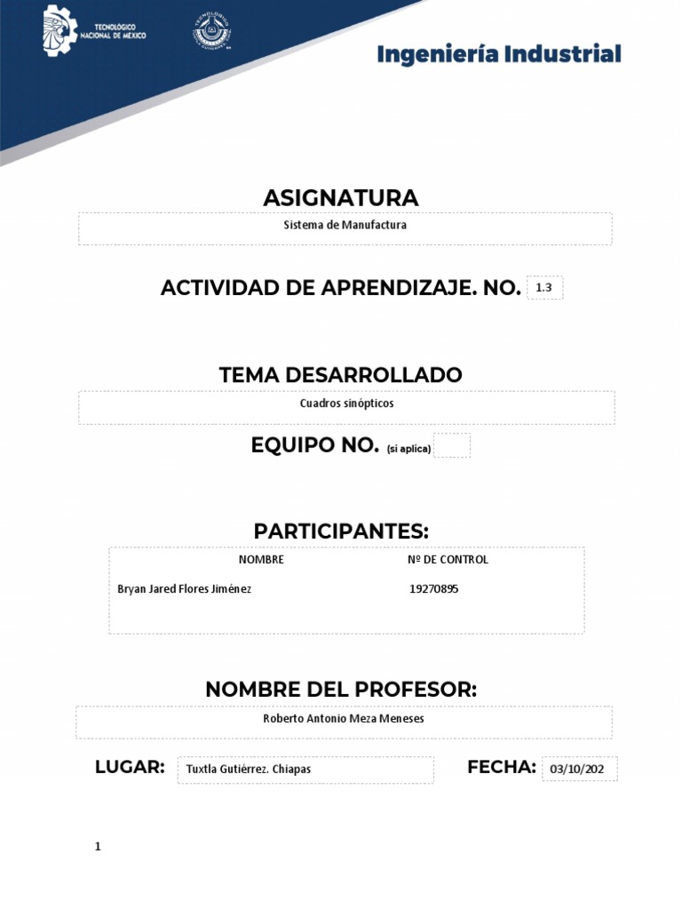 Actividad 1.3 Cuadro Sinóptico - BJFJ | PDF