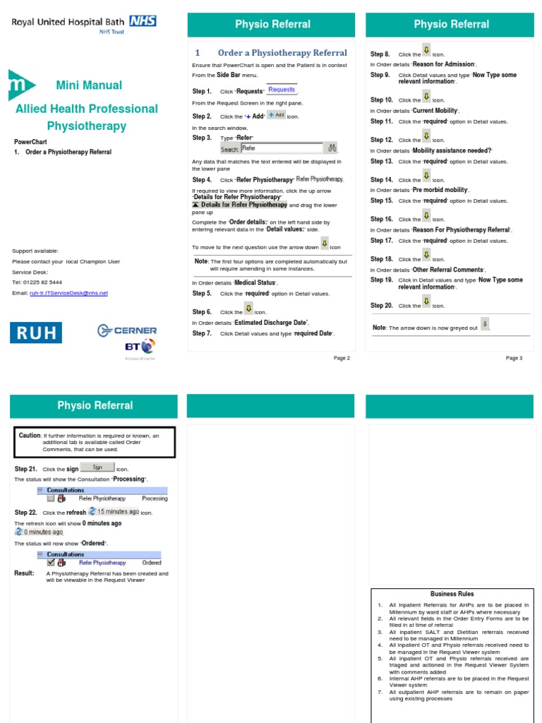 Miniguide AHP PowerChart Referral To Physiotherapy | PDF