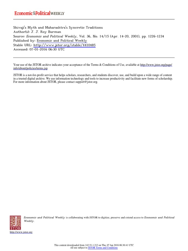 Shivaji's Myth and Maharashtra's Syncretic Traditions | PDF