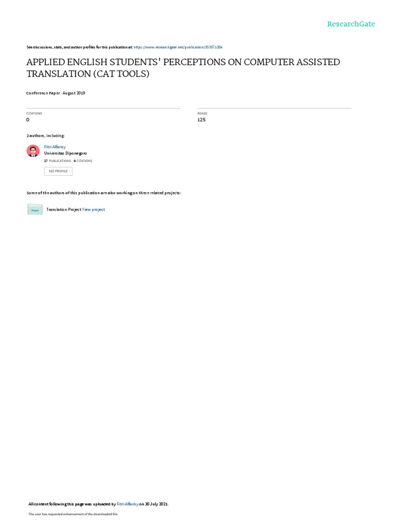 Applied English Students Percepntionon Computer Assited Translation ...