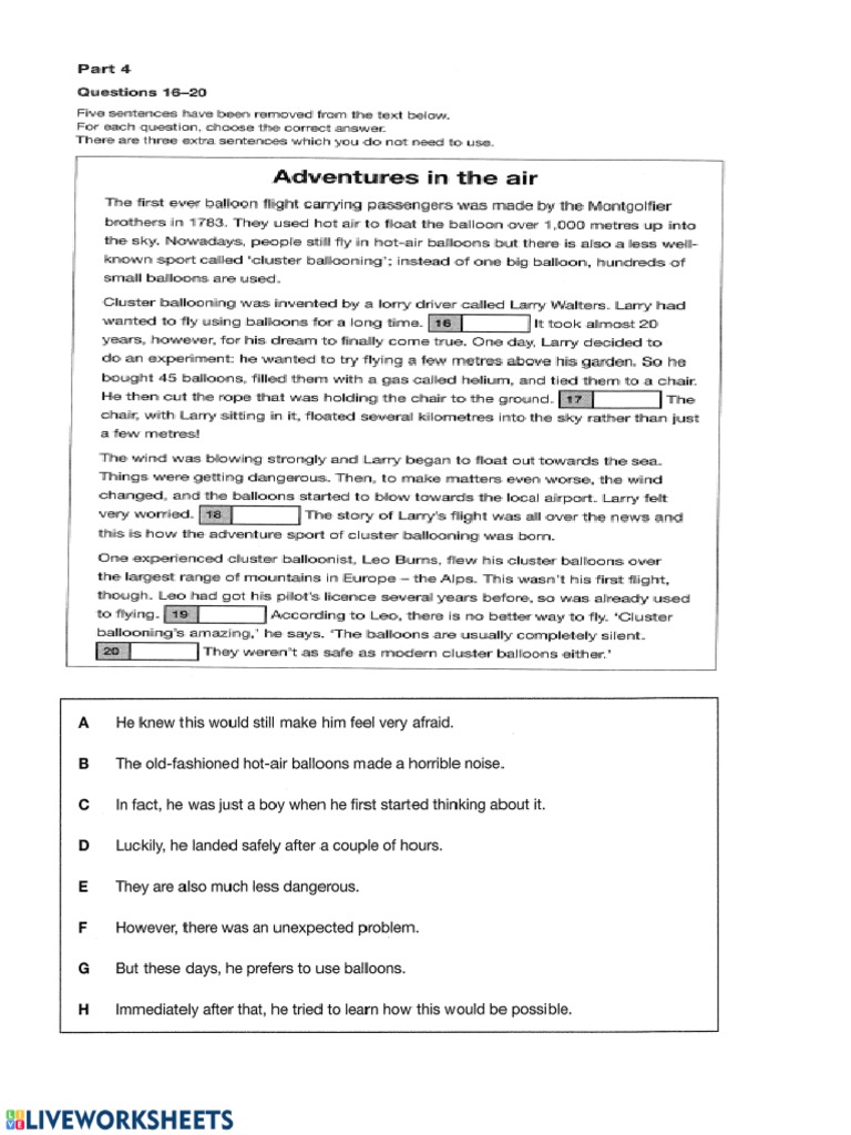 b1 Reading Part 4 Ex.1 | PDF