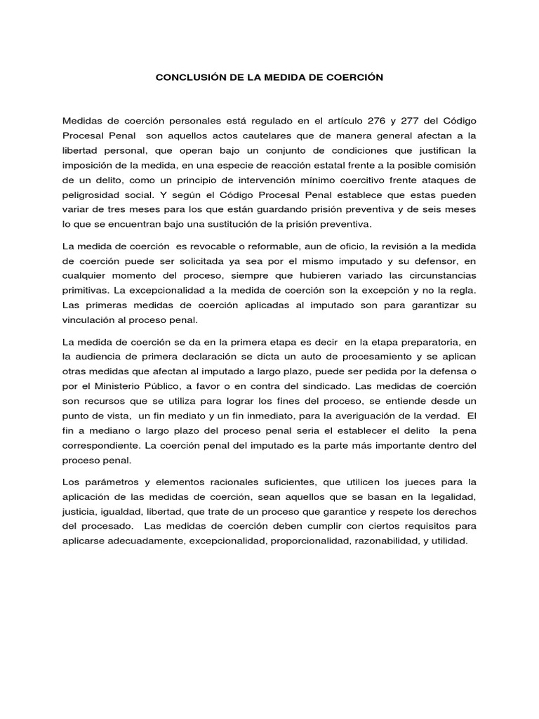 Conclusion Medida de Coercion | PDF