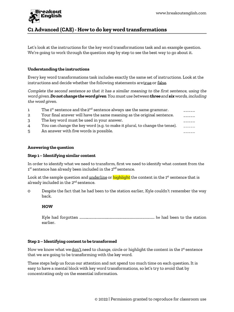 Advanced CAE How To Do Key Word Transformations | PDF
