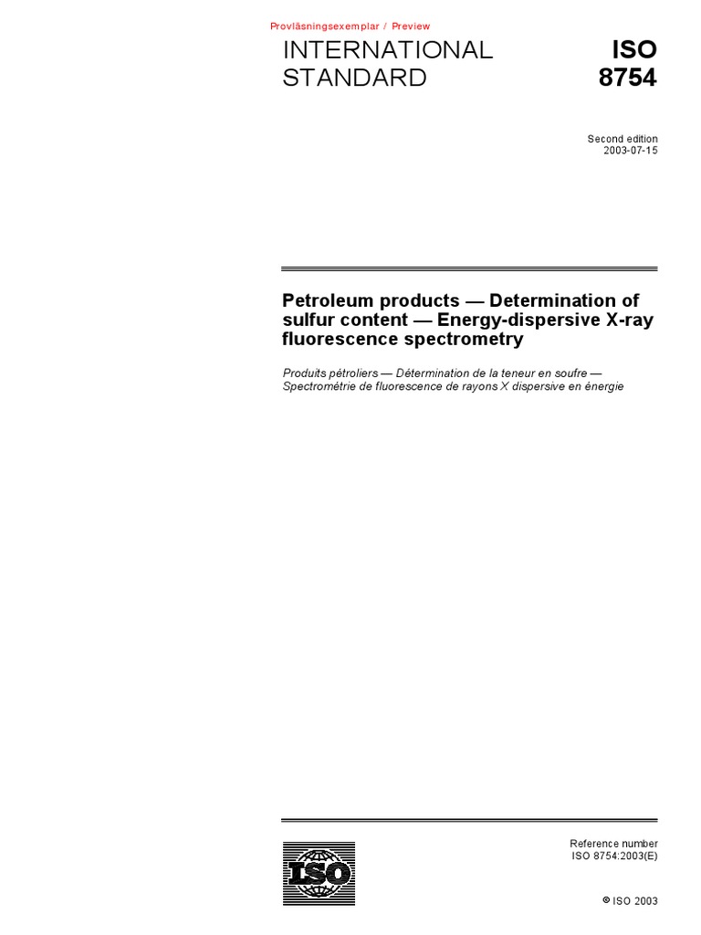 ISO 8754 - Determination of Sulfur by XRF | PDF | International ...