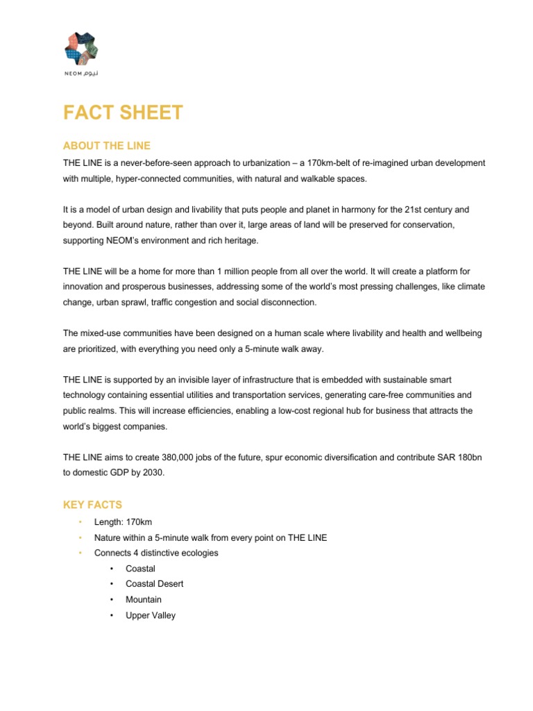 Neom The Line Fact Sheet Eng | Download Free PDF | Urban Design ...