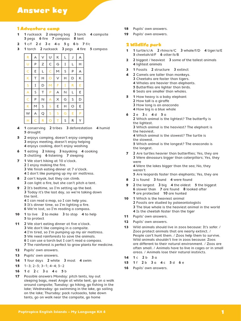 Poptropica English Islands LanguageKit AnswerKey L6 | PDF | Science & Mathematics