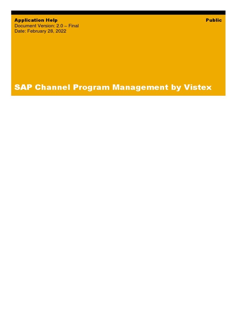Application Help SAP Channel Program Management by Vistex 2.0 | PDF ...