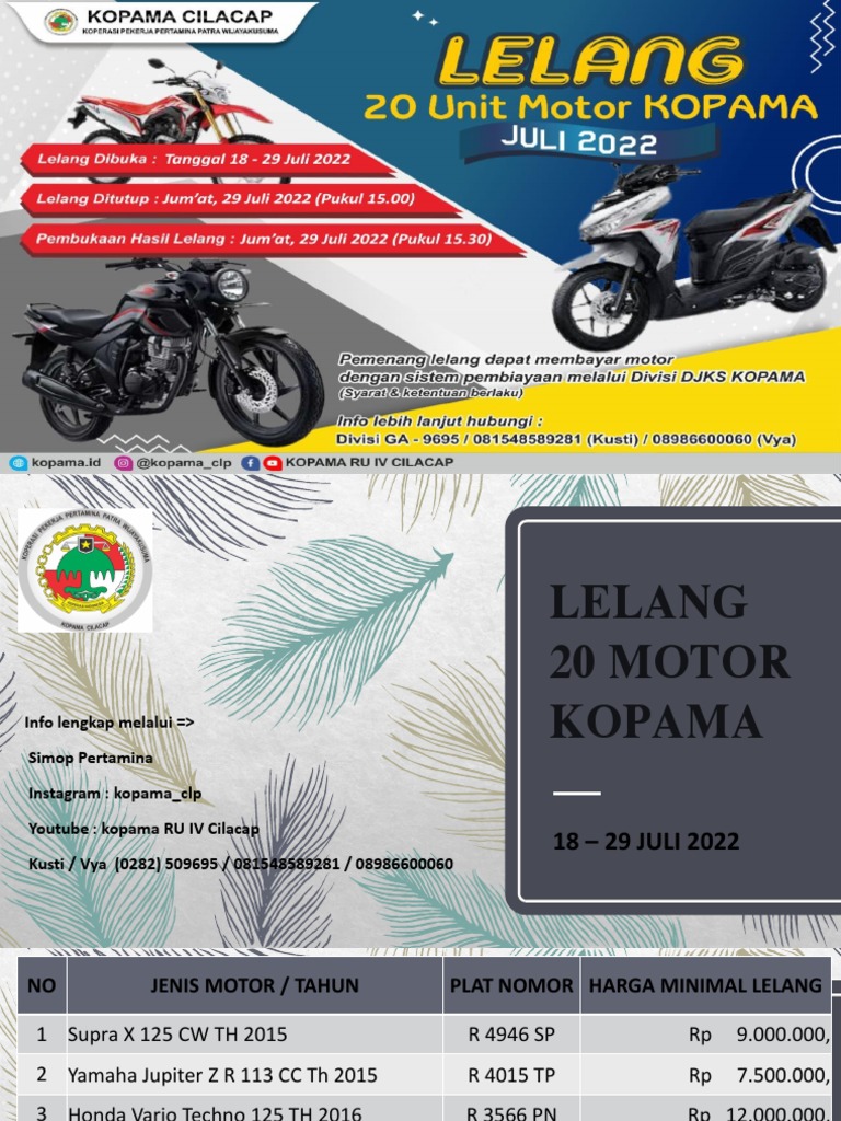 Lelang Motor Kopama Juli 2022 | PDF