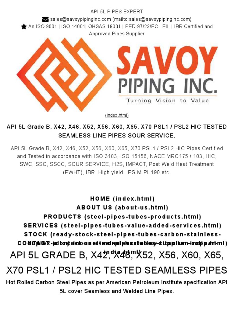 API 5L HIC Tested Pipes API 5L X42 X52 X | PDF | Pipe (Fluid Conveyance ...