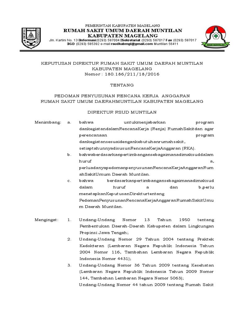 SK Dir Pedoman Penyusunan RKA | PDF