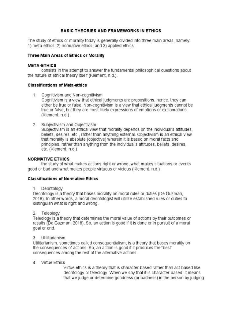 Basic Theories and Frameworks in Ethics | PDF | Utilitarianism | Thomas ...