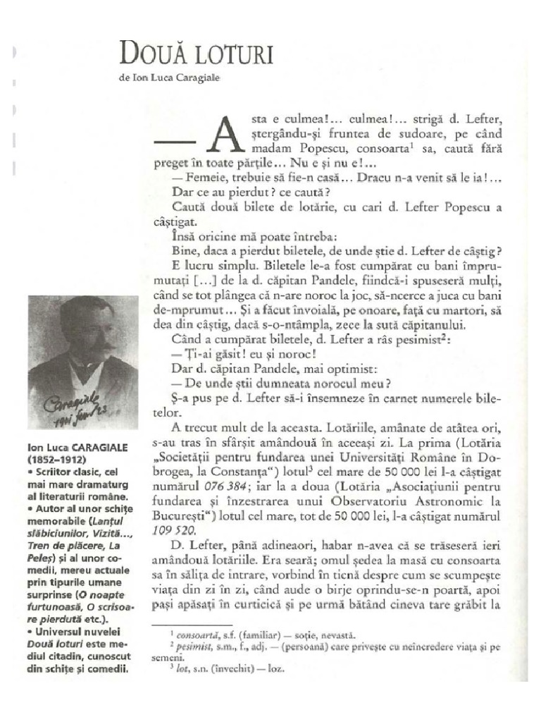 Două Loturi de I.L. Caragiale | PDF
