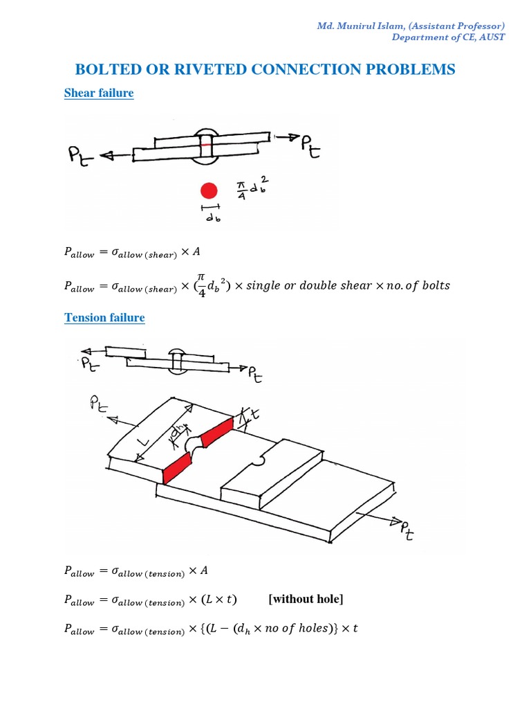 Bolted Connection Problems | PDF | Stress (Mechanics) | Rivet