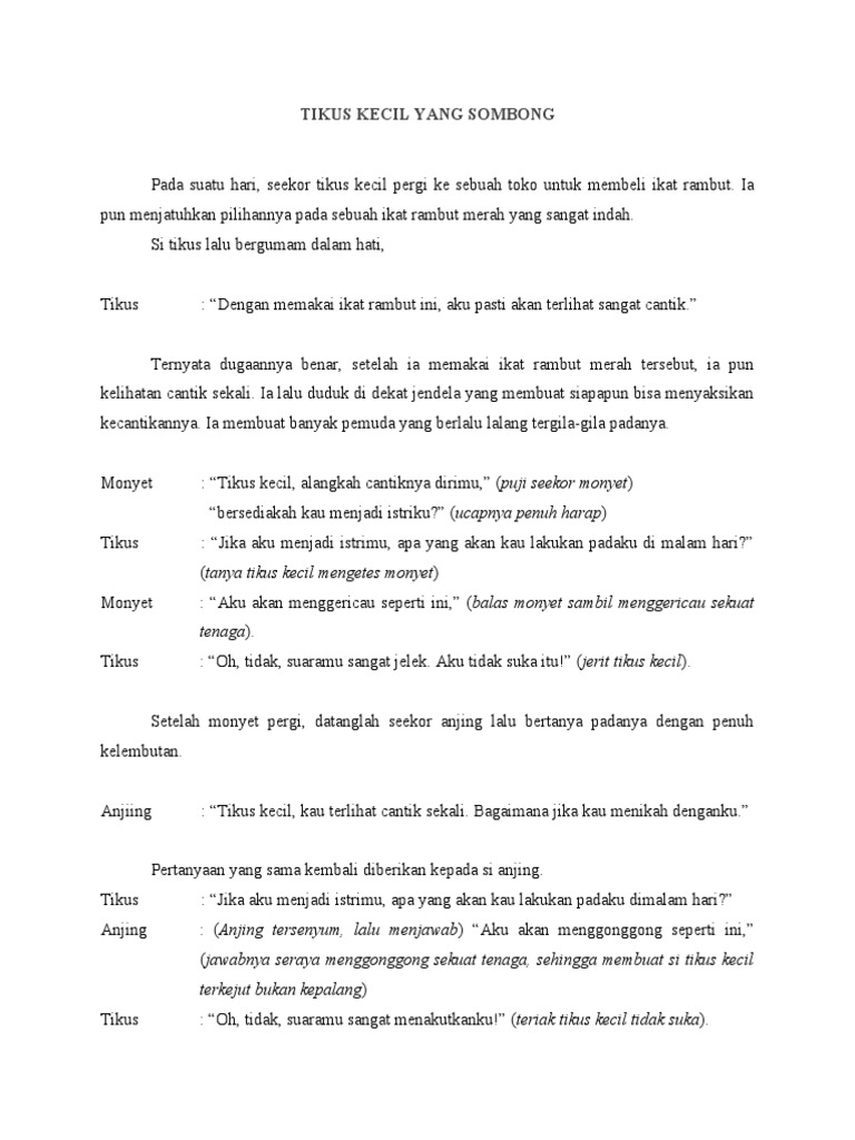 (Indo) Skrip Tikus Kecil Yang Sombong | PDF