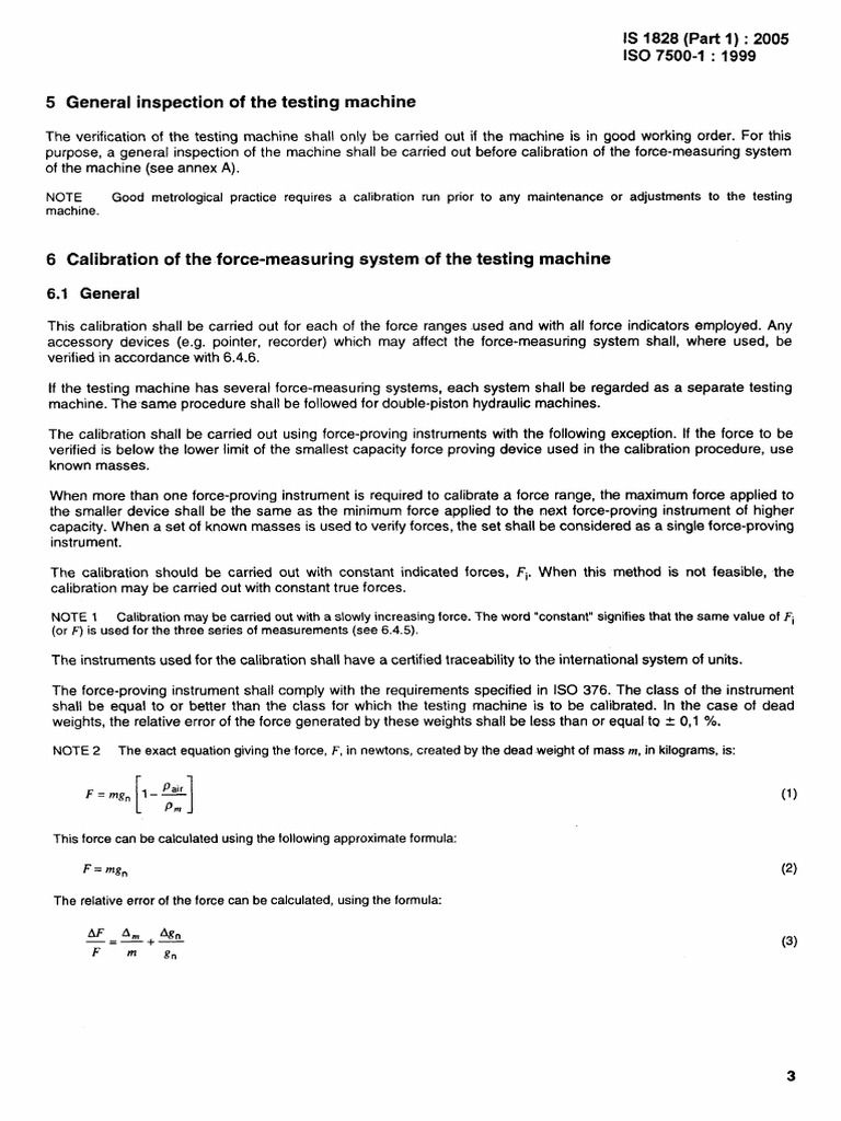 Is 1828-1 (Iso 7500-1) - 5 | PDF | Calibration | Weight