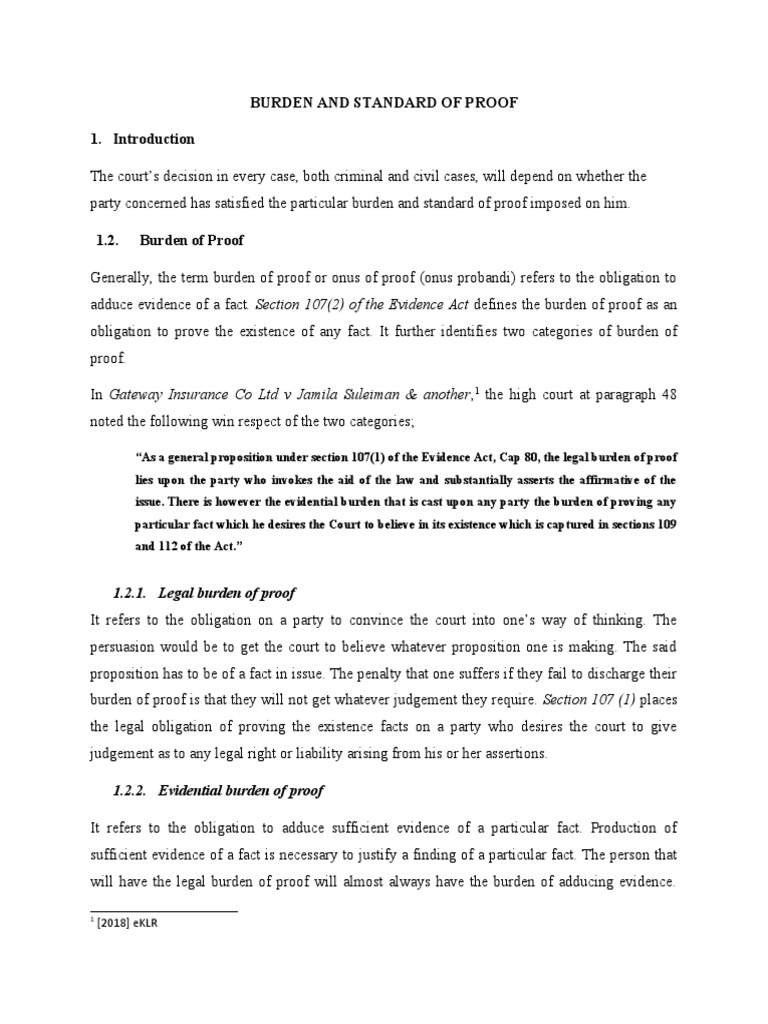 Burden and Standard of Proof | Download Free PDF | Burden Of Proof (Law ...