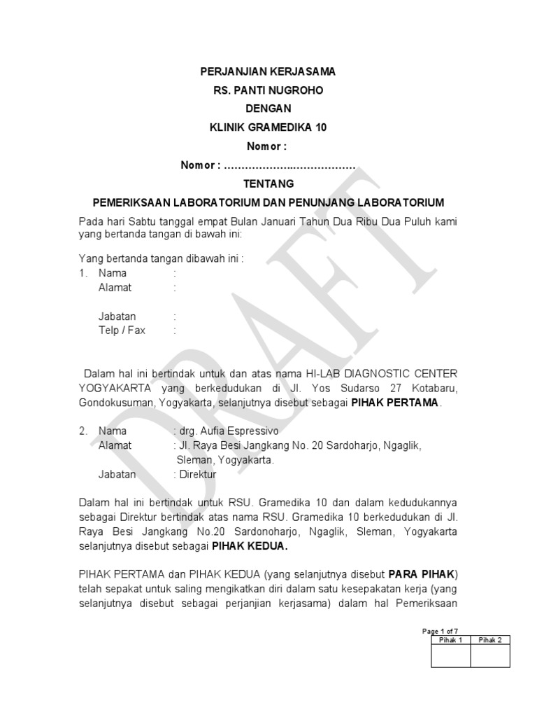 Draft MoU Penunjang | PDF