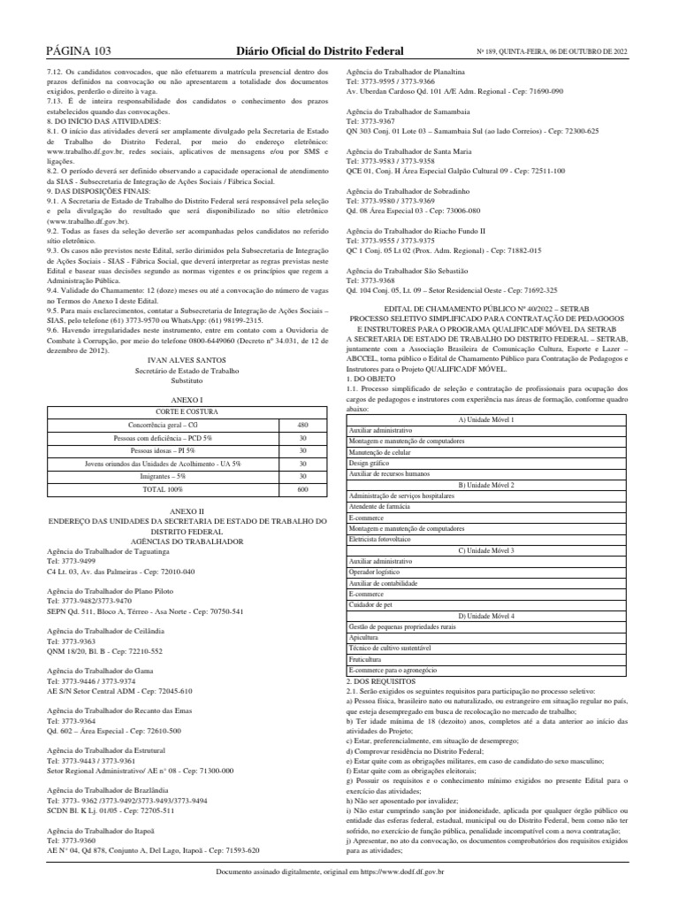 Dodf 189 06-10-2022 Integra-103-105 | PDF Dodf 189 06-10-2022 Integra-103-105 | PDF