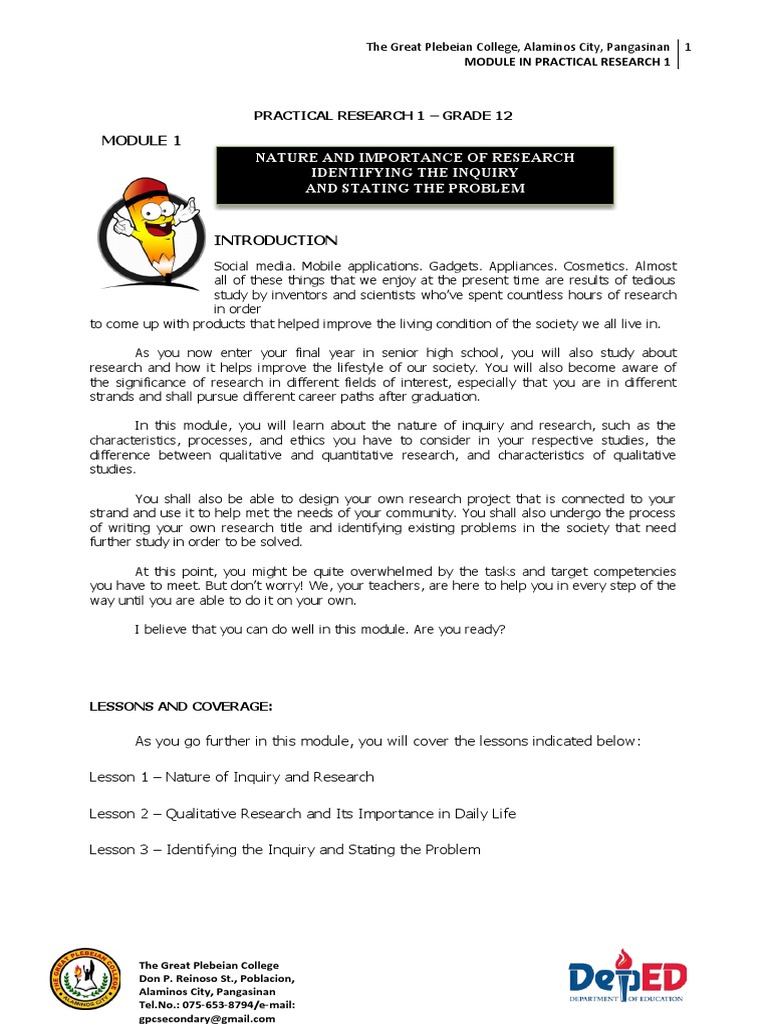 PR 1 Module 1 | PDF | Qualitative Research | Quantitative Research