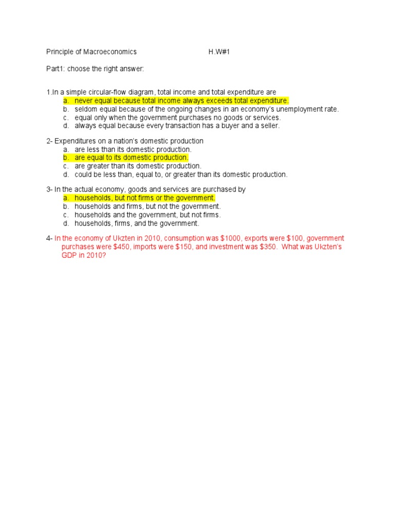 For Macro H.W #1 (For Sec 18) | Descargar gratis PDF | Cost Of Living ...