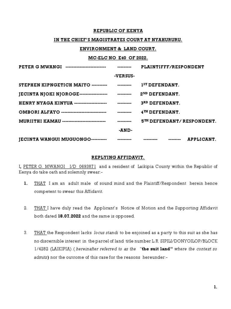 Admits) Nor The Outcome of This Case For The Reasons Hereunder | PDF ...