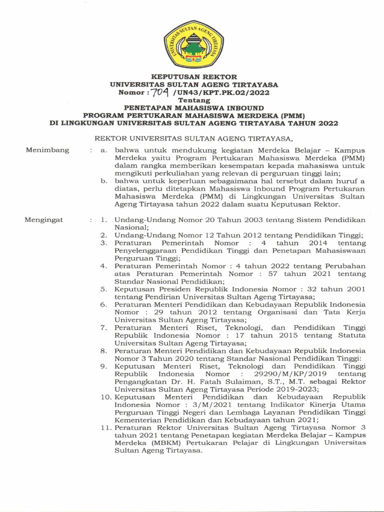 SK Penetapan Mahasiswa Inbound Prog. Pertukaran Mahasiswa Merdeka (PMM ... SK Penetapan Mahasiswa Inbound Prog. Pertukaran Mahasiswa Merdeka (PMM ...