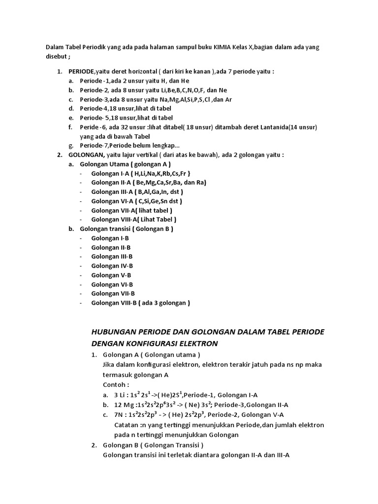 Periode Dan Golongan Dalam Tabel Periodik | PDF