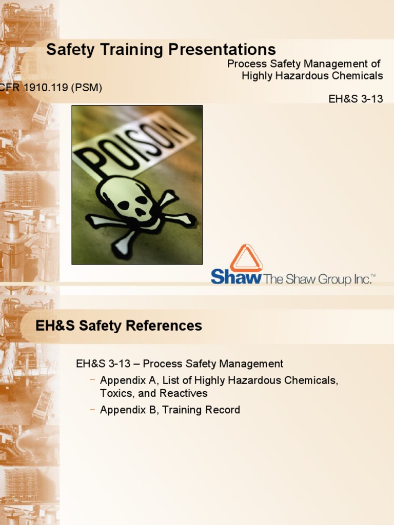 Safety Training Presentations: Process Safety Management of Highly ...