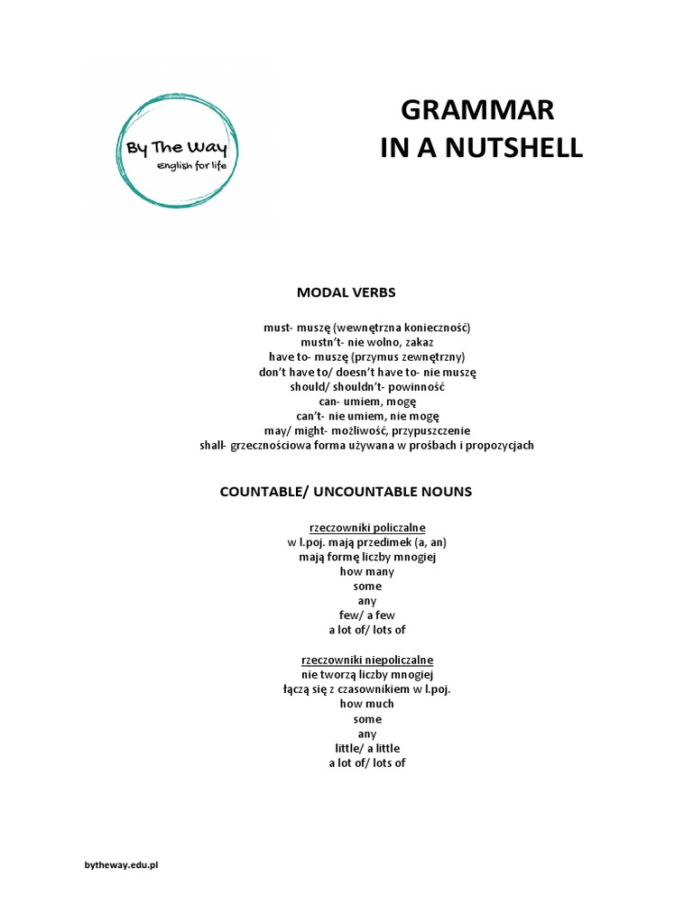 GRAMMAR in A Nutshell BTW | PDF