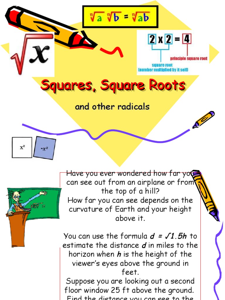 Squares Square Roots and Radicals | PDF