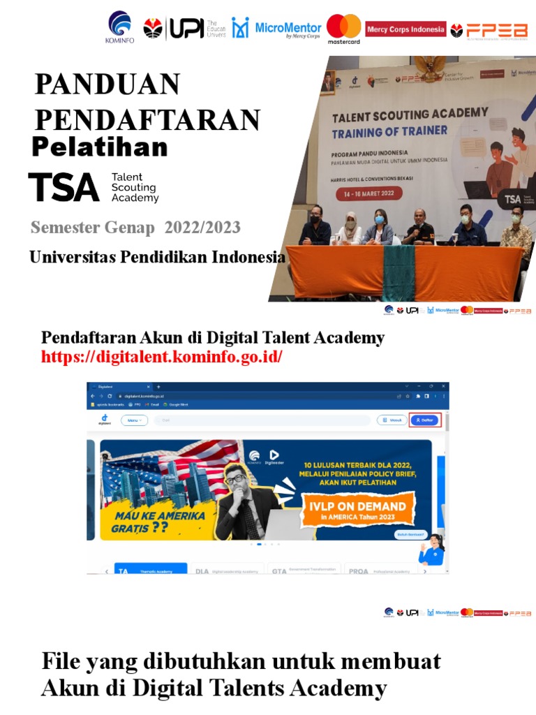 PANDUAN PENDAFTARAN PELATIHAN TSA | PDF