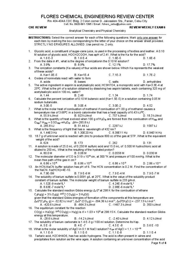 Exam Weekly Exam6 | PDF | Acid | Water